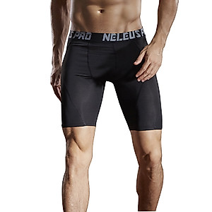 NELEUS Men's 3 Pack Sport Running Compression Shorts,6012,Black,L,EU XL