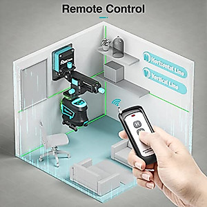 16-line cross laser level, capable of projecting 4 * 360° 4D bright green laser lines, suitable for indoor and outdoor architectural decoration and painting and hanging painting work（DJ04CG）