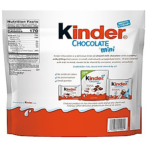 Kinder Chocolate Mini, 29.2 oz Bulk Pack, Up to 138 Minis, Milk Chocolate Bar with Creamy Milky Filling, Individually Wrapped Candy