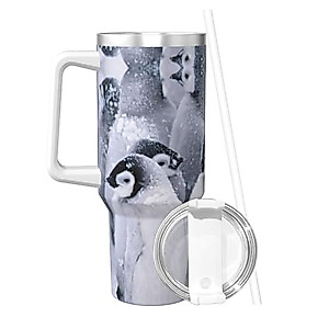 HULIBIN Cute penguin1 Print Double Deck Stainless Steel Travel Coffee Cup With Lid 40 Oz Ice Bully Cup