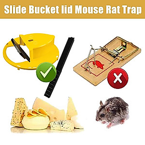 Mouse Trap Bucket, Turnover and Slide Bucket Lid Mouse Trap, Easy Set-up & Cleanning for Indoor & Outdoor, Mouse Trap Compatible, Humane or Lethal Bucket, Compatible 5 Gallon Bucket.