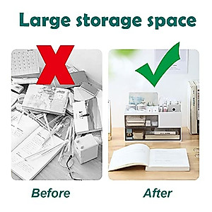 BiutiMama Desk Organizers and accessories with 2 Cosmetic Storage Drawers and 4 Compartments, Makeup Stationery Vanity Organizer, Desk Decor Aesthetic Multifunctional for Office, School, Home (White)