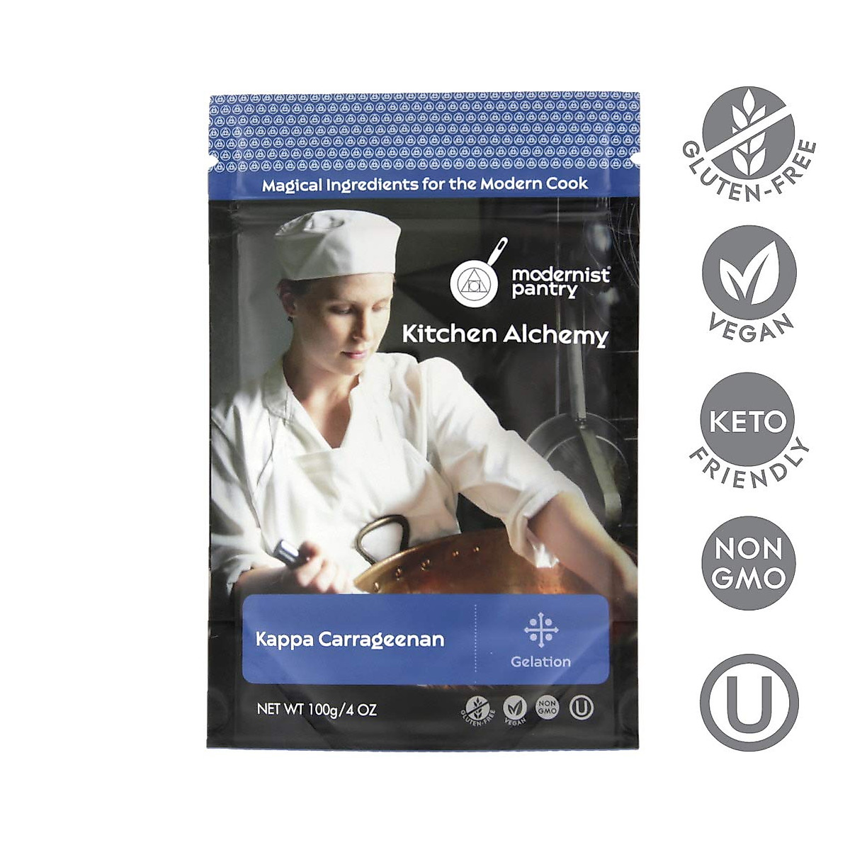 Pure Refined Kappa Carrageenan ⊘ Non-GMO Vegan OU Kosher Certified - 100g/4oz (The original recommended for Vegan Cheese)