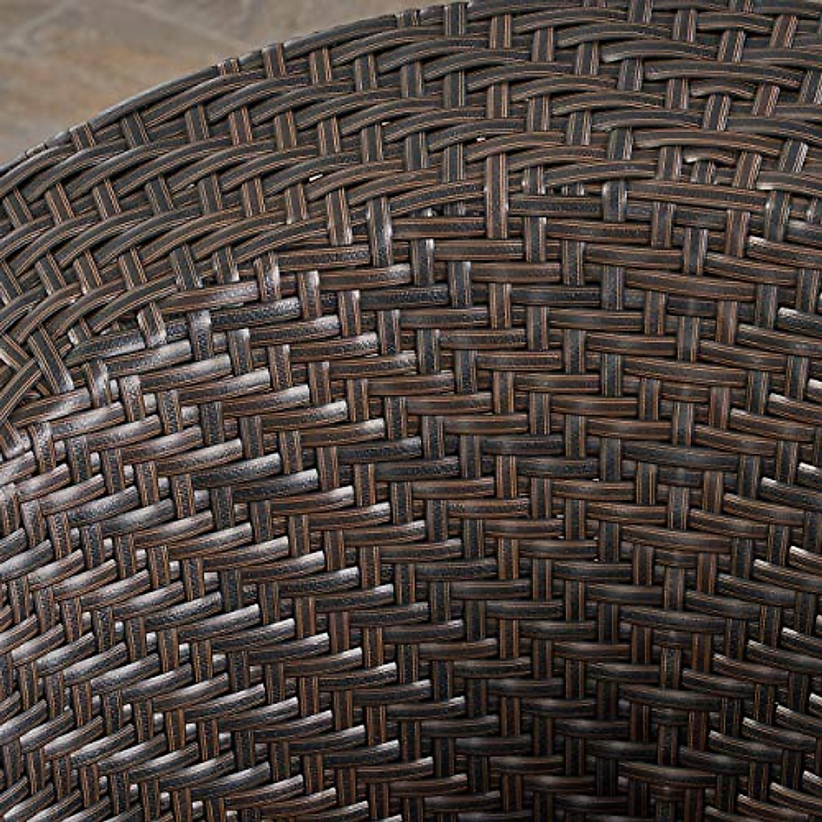 Christopher Knight Home 306023 Koch Outdoor Wicker Swivel Chair, Dark Gray, Multi Brown/Navy