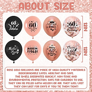 60th Birthday Decorations for Women, 40pcs Rose Gold Theme Party Decorations, Rose Gold Latex Balloons and Confetti Balloons, Happy 60th Birthday Party Anniversary Supplies for Her