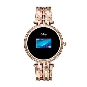 Michael Kors Women's Gen 5E 43mm Stainless Steel Touchscreen Smartwatch with Fitness Tracker, Heart Rate, Contactless Payments, and Smartphone Notifications, Rose Gold Glitz