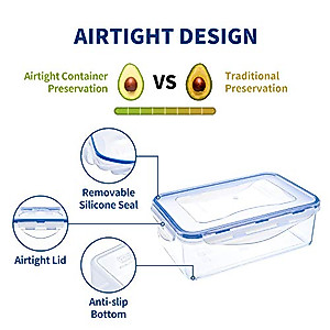 KIGI [6 PACK] 38.9OZ/10.1OZ/6.1OZ Mixed Sized Food Storage Containers Set with Lid Airtight Meal Prep Containers Leak-Proof Bento Box,BPA FREE,Microwave Safe