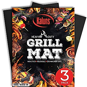 Kaluns Grill Mat, Best BBQ Mat - Heat Resistant up to 600 Degree - Nonstick, Reusable, Dishwasher Safe, Set of 3