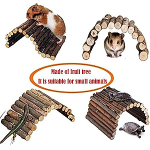 Hamiledyi  4 PCS Hamster Wooden Bridge Mouse Bridge Chew Toy Rat Natural Hideout Ladder for Small Animal Gerbils Guinea Pigs Rat Ferret Reptils  　