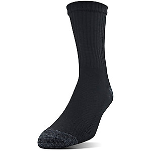 Gildan Men's Polyester Half Cushion Mid-Crew Socks, 12-Pack, Black, Shoe Size: 6-12