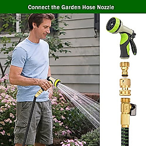 Hopcorner 6 Sets Garden Hose Quick Connector, Solid Brass 3/4 Inch GHT Thread Fitting No-Leak, Water Hose Female and Male Easy Connect