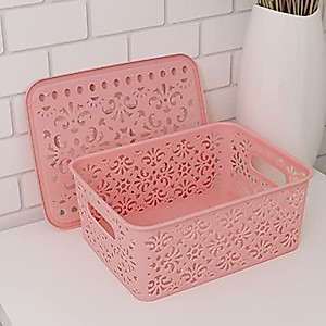 Cabilock Storage Desktop Sundries Socks Clo Hollow Finishing Scarfs Underwear Plastic Drawer Cosmetic Pink For Bra Organizers