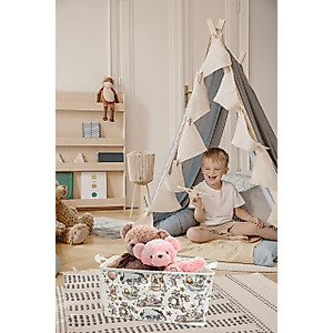 Winnie Nursery Hampers with Handles Classaic Pooh Nursery Storage Basket Foldable and Waterproof Canvas Large Organizers for Bathroom, Bedroom, Toys, Clothes, Laundry Bin