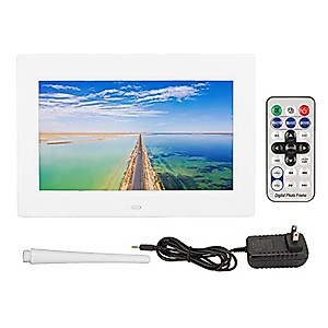 Electronic Album, Stylish 10 Inch Digital Photo Frame with Builtin Speaker 1024x600 Multiple Playback Effects with Remote Control for Home (US Plug)