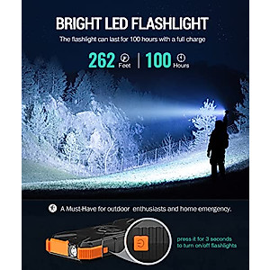BLAVOR Solar Power Bank, PD18W QC3.0 Fast Charging 10W Wireless Charger 20000mAh Solar Powered Powerbank with Type C Input/Output, IPX5 Waterproof, Camping Flashlight, Compass, Carabiner