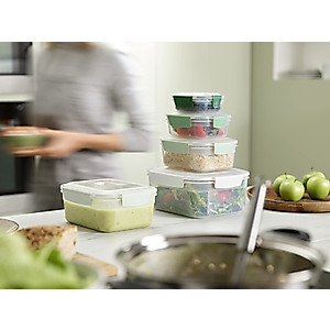Joseph Joseph Nest Lock, 5 Piece Plastic Food Storage Container set with lids, Leak Proof, Airtight, Space Saving, Kitchen Storage - Sage Green