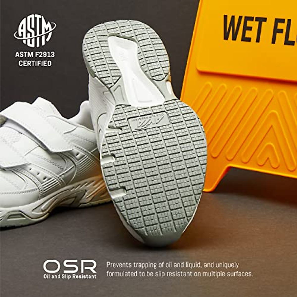 Avia Avi-Union II Strap Non Slip Shoes for Women – Comfort Safety Shoes for Work, Nursing, Restaurants, & Walking – White/Chrome Silver, 7 Wide