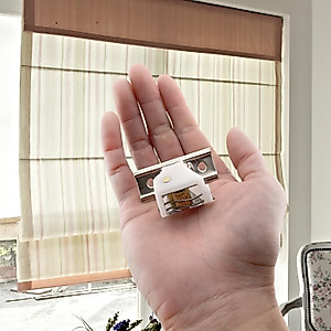 Amazing Drapery Hardware White Roman Shade Cord Lock with Brass Wheels - Holds up to 3 Lift Cords, Suitable for Roman and Woven Wood Shades - 1-Pack