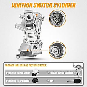RANSOTO Ignition Starter Switch Lock Cylinder Compatible with 2003-2013 Volkswagen VW Golf Jetta MK5 Audi A3 TT R8 Replaces 1K0905851B 1K0905865 5Q0905865A Ignition Switch Steering Lock with Key