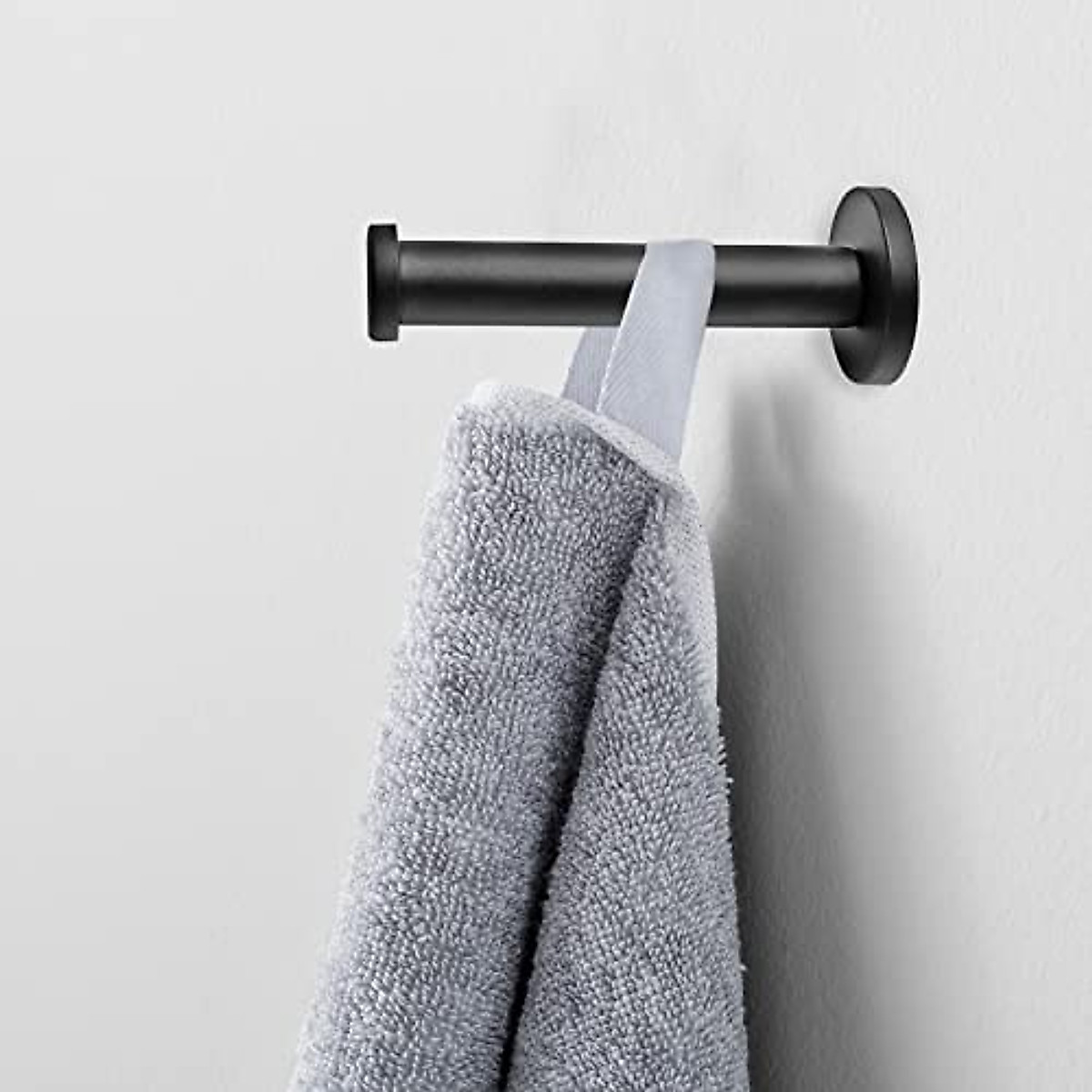 Augiimor 4Pcs Matte Black Round Hooks,Stainless Steel Black Robe Towel Hooks,Round Wall Towel Hooks Black Utility Shower Towel Hanger for Bedroom Bathroom & Kitchen (6"/15.2cm Length)