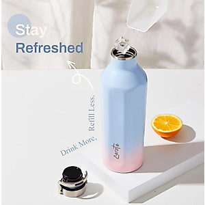 Carote CAROTE Insulated Water Bottles, Water Bottle with Lid, Standard Mouth Water Bottle with Flex Cap, 20Oz, Blue-Pink Gradient