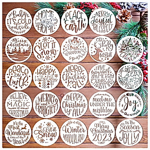 Christmas Stencils for Painting on Wood Small Cookie Christmas Tree Ornaments Mini Reusable Christmas Stencils for Kids Crafts Supplies Glass Home Party Decorations Supplies (24 Christmas 4inround)