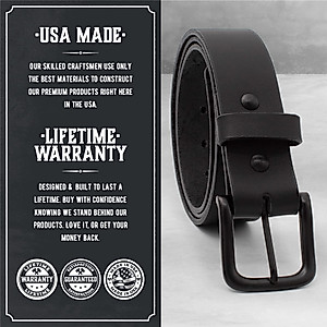 Main Street Forge The Huntsman - Full Grain Leather Black Belt - Made in USA - Men's Leather Belt