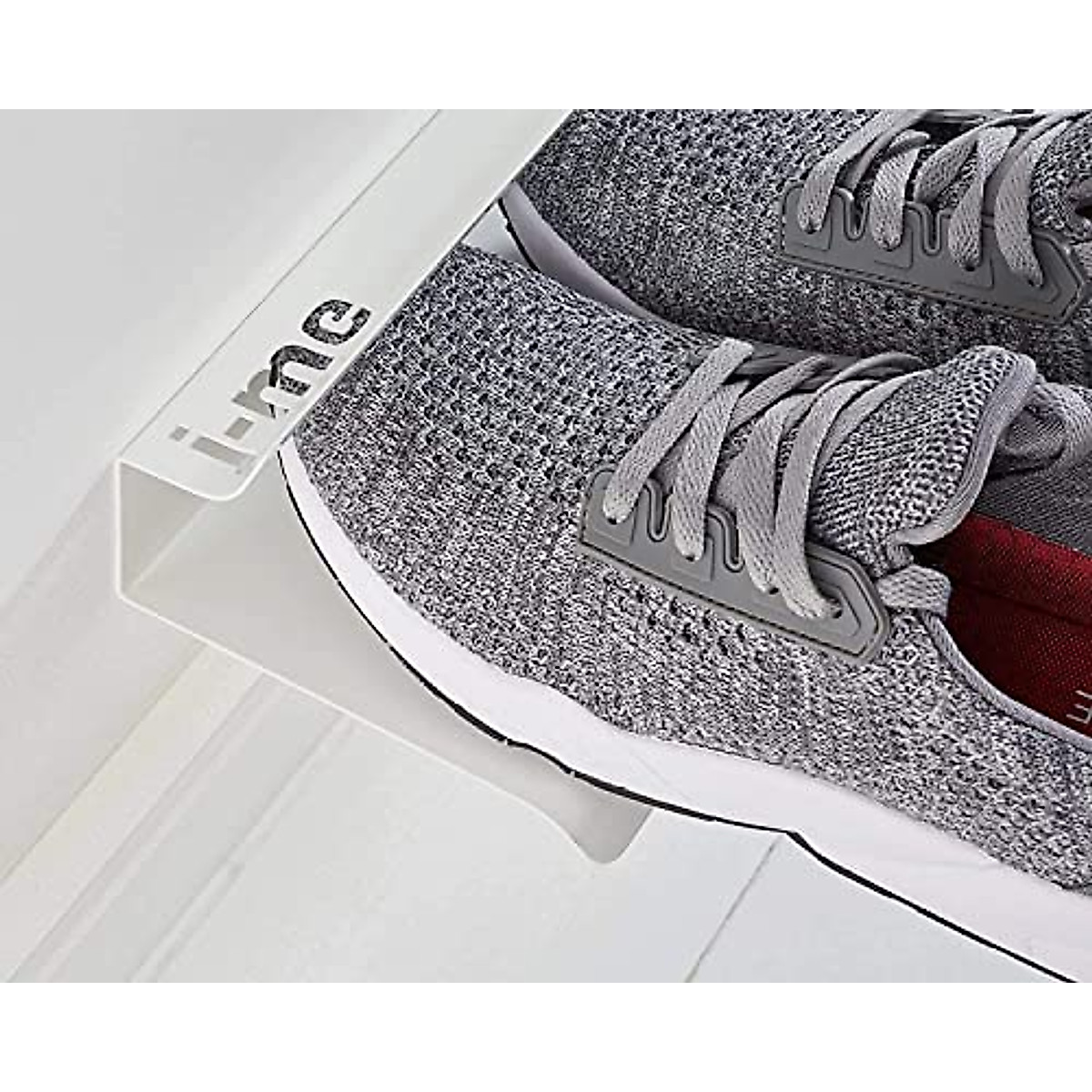 j-me Horizontal Shoe Rack – Wall Mounted Shoe Rack Organizer Keeps Shoes, Boots, Sneakers & Heels Off The Floor. A Modern Shoe Organizer For Your Entryway or Closet. (White - 28 inches)