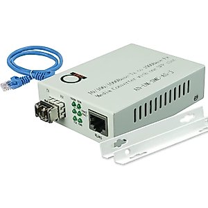 Multimode LC 850 nm Gigabit Fiber Media Converter - Includes SFP 550 m (0.34 Miles) LC – to UTP Cat5e Cat6 10/100/1000 RJ-45 – Auto Sensing Gigabit or Fast Ethernet Speed - Jumbo Frame - LLF Support