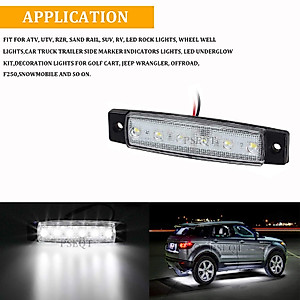 PSEQT 10 Pcs LED Rock Strip Lights Car Underglow Wheel Fender Well Lighting Kits Waterproof for Golf Cart Wrangler Offroad Truck RV UTV ATV Snowmobile (White)