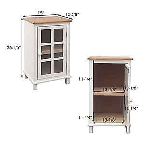 Parisloft Solid Wood Nightstand Bedroom Side Table End Table Living-Room,Farmhouse Cabinet Storage with 2 Shelves and 1 Glass Door, 26.2" H