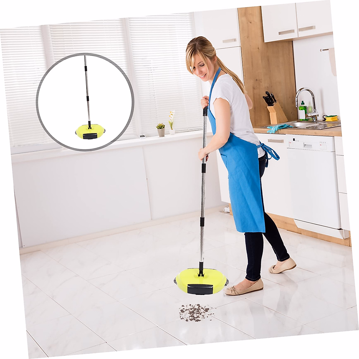 BUTIFULSIC Multi Function Household Cleaning Sweeper Broom with Dustpan and Trash Bin Rotating Floor Mop in Random for Efficient Home Cleaning