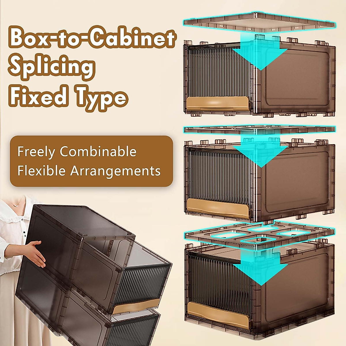 Maricruz Stackable Storage Bins With Lids,Storage Bins With Front Doors,Transparent Storage Cabinet,Stackable Closet Organizers Perfect For Home, Office,Dorm Room(4 Pack,Clear, 8gal)