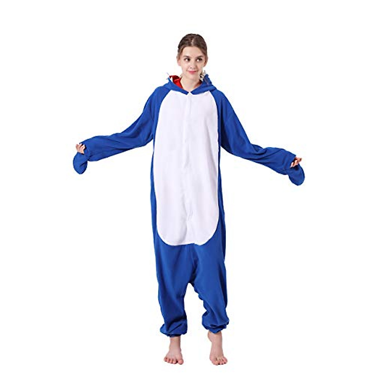 OGU' DEAL Adult Shark Onesie Cartoon Animal Jumpsuit Pajamas Christmas Shark Costumes Halloween Cosplay for Men