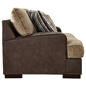 Signature Design by Ashley Alesbury Casual Faux Leather Loveseat, Dark Brown & Light Brown