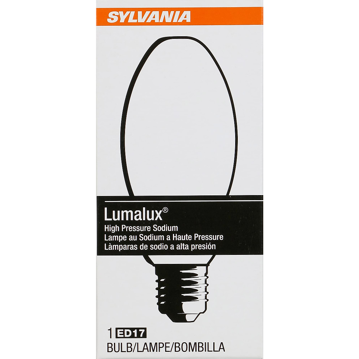 SYLVANIA Lumalux High Pressure Sodium HID Light Bulb, ED17 70W, Medium Base, 4000 Lumens, 1900K, Clear - 1 Pack (67504)