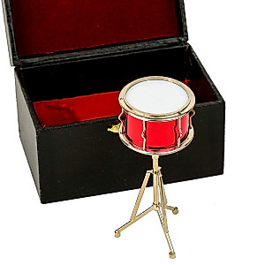 Seawoo Miniature Snare Drum with Case Mini Percussion Musical Instrument Mini Snare Drum Miniature Dollhouse Model Christmas Ornament and Gift (Snare Drum)