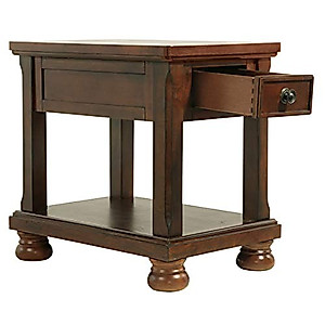 Signature Design by Ashley Porter Traditional Hand-Finished Rectangular Chair Side End Table, Dark Brown