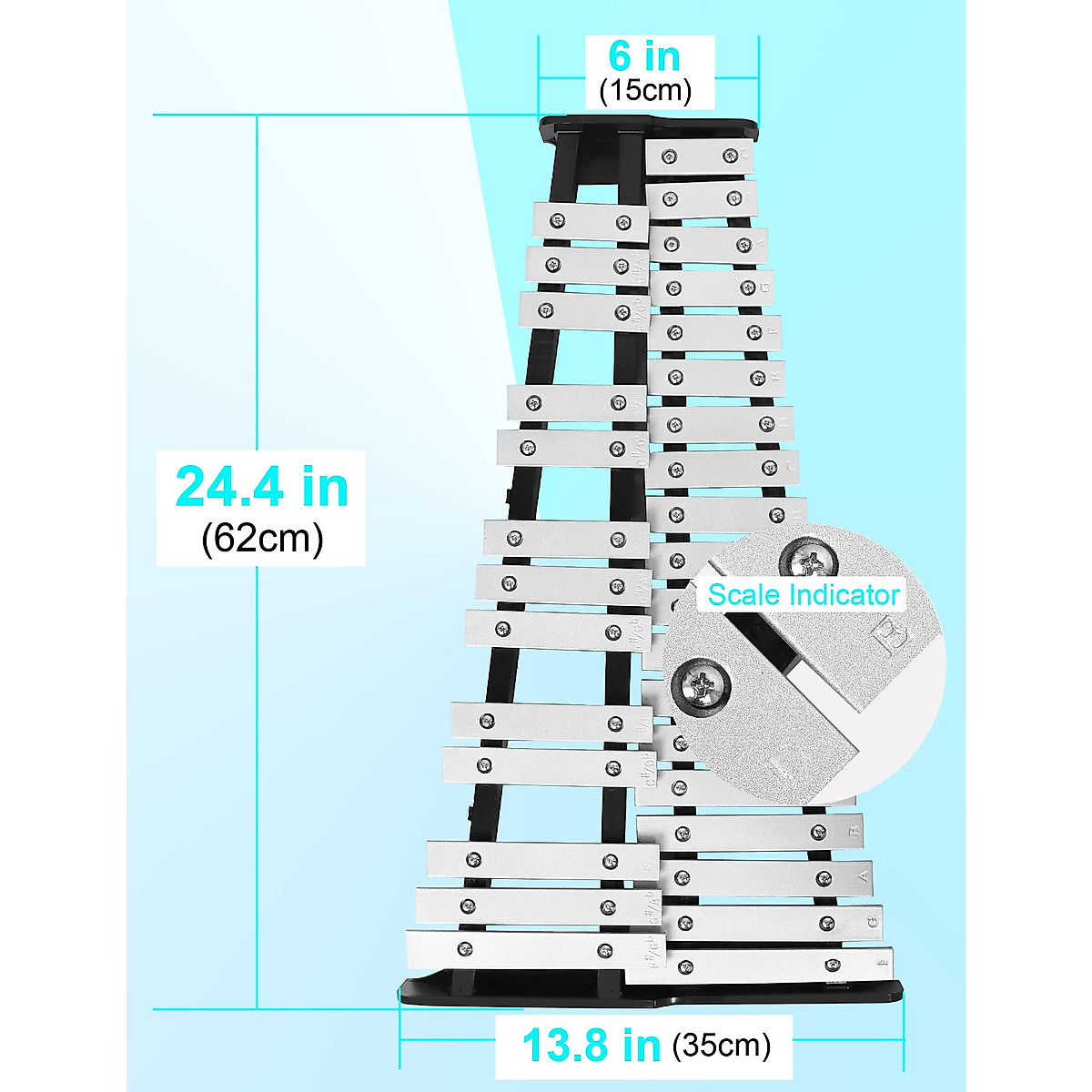 Mr.Power 32 Notes Glockenspiel Bell Kit with 8'' Practice Pad, Adjustable Height Stand, Music Sheet Clip, Glockenspiel Mallets, Drumsticks, and Carrying Bag
