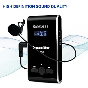 Retekess T130 Tour Guide System, Tour Guide Headsets with 2 Wireless Mic, 32-Slot Charge Case, Assistive Listening System for Church,School(2 Transmitters 30 Receivers)
