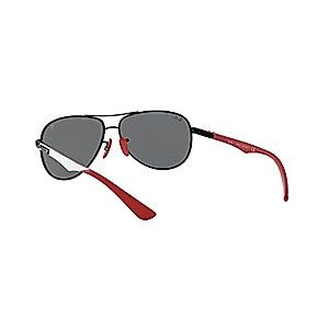 Ray-Ban RB8313M Scuderia Ferrari Collection Aviator Sunglasses, Black/Grey Mirrored Silver, 61 mm