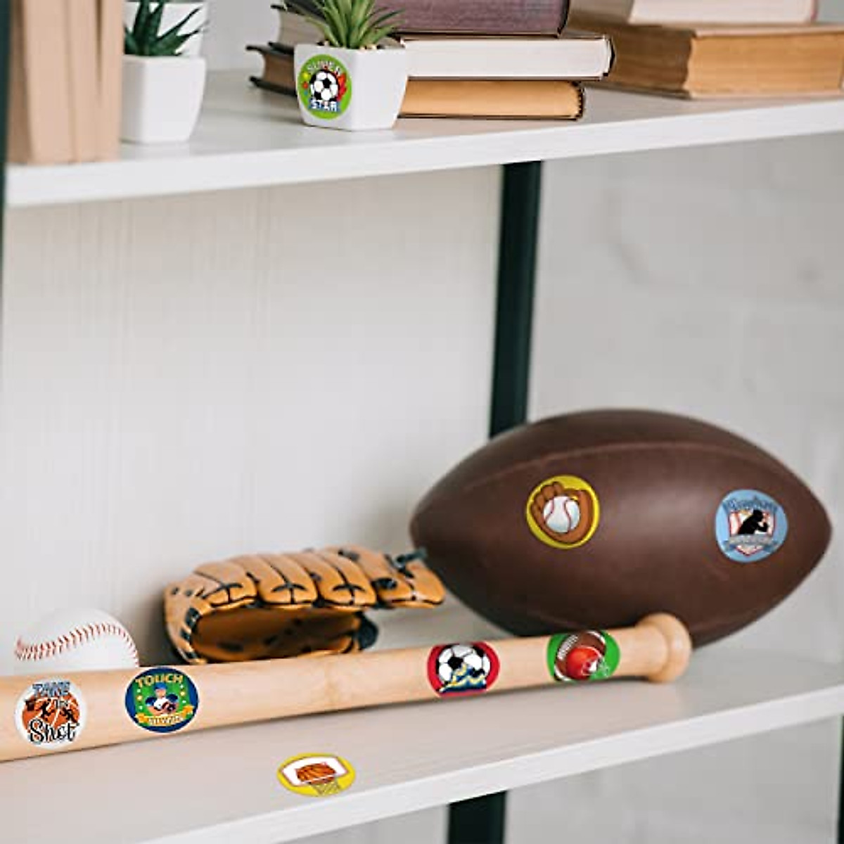 500 Pcs Sports Roll Stickers for Laptop Scrapbook Skateboard Luggage Helmet, Football Soccer Baseball Basketball Decals School Rewards for Kids Teens Adults Party Favors 8 Designs (Mixed Balls)