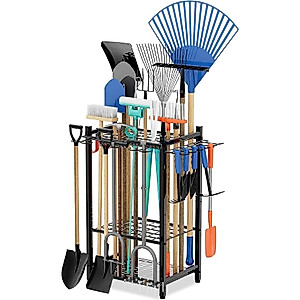 Tool Organizer 50-tool Yard Rack For Garage Storage Hooks Heavy-duty Steel Shed Outdoor Home Black Metal