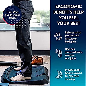 Sky Solutions Anti Fatigue Kitchen Mat ‚Äì Genius Ergonomic Cushioned Floor Mats for Office or Home Standing Desk or Sink w/ Acupressure Massage Ball (Black)