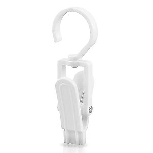 12pcs White Plastic Portable Strong Swivel Hook Multi-Functional Clips Laundry Hooks Clothes Pins Hanging Curtain Clips Beach Towel Clips from Blowing Away
