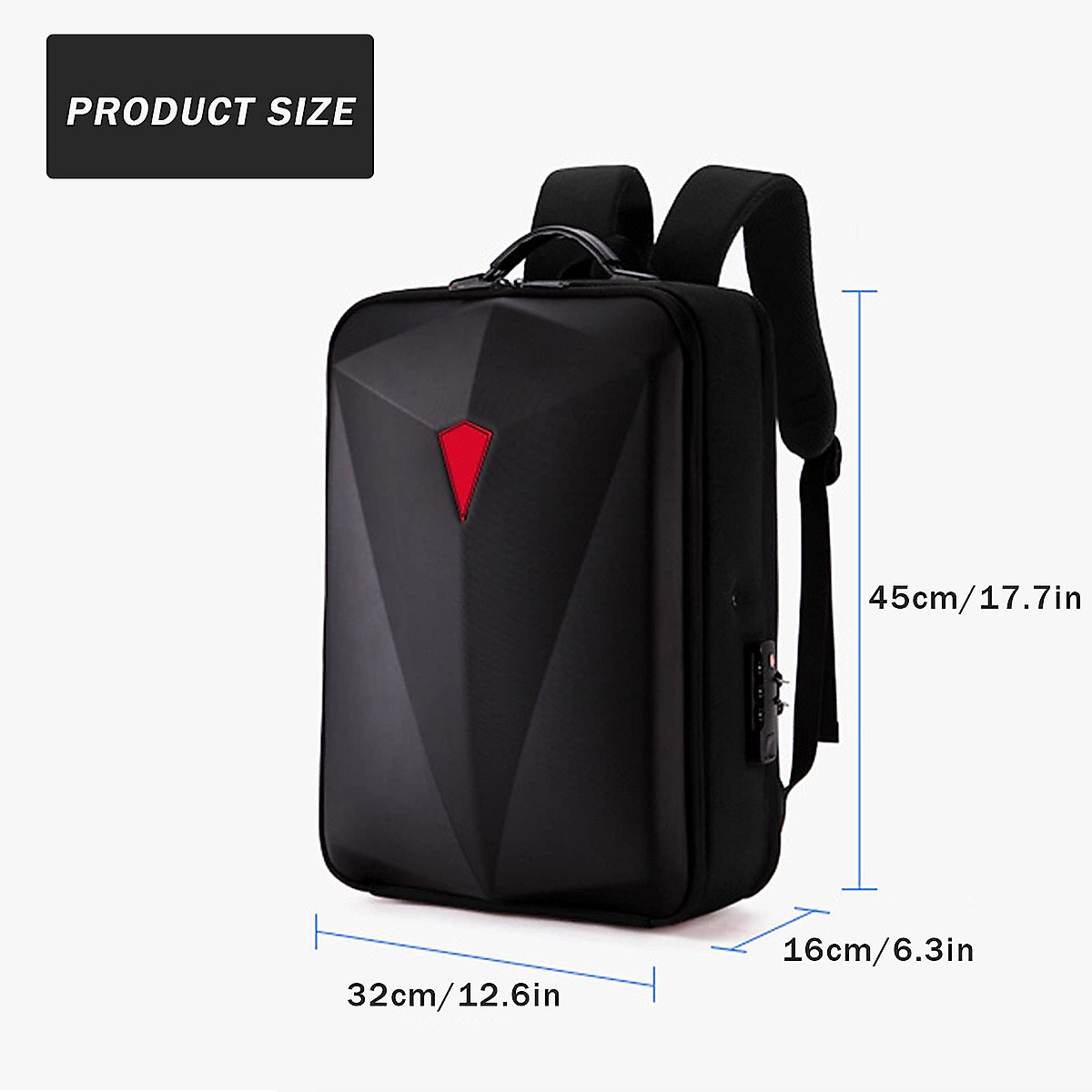 DUTUI 17.3 Inch Laptop Bag Backpack E-Sports Backpack Hard Shell Travel Backpack is Waterproof, Suitable for Travel/Gaming Lovers,Red