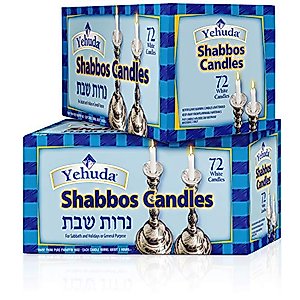Yehuda 3 Hour White Shabbos Candles, 72 Count (2 Pack - Total 144 Candles) Traditional Shabbat Candles, May Also be Used for Chanukah Candles