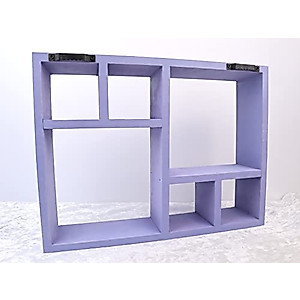Mini Crystal Display Shelf - Rustic Wall-Mounted Floating Shelf for Farmhouse Décor. Great Nightstand/Apothecary Shelf for Fossils, Reiki Crystals or Countertop Organizer (Violet)
