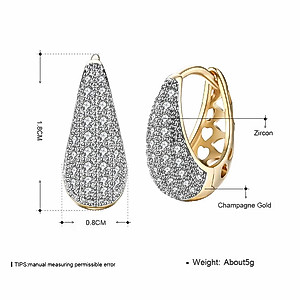 KIH Gold Plated Clip on Hoop Earrings For Women Fashion Clip Zircon Crystals Non Piercing Small Earrings Set Birthday Gift For Her