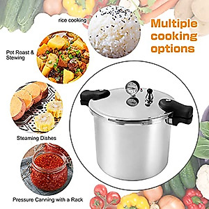 RemixOri Pressure Canners for Canning Jars, 23qt Canner Pressure Cooker for Canning, 23 Quart Canning Pressure Cooker Canner with Gauge & 1 Steaming Rack Included, Aluminum Polished, Quick Heat-up for Food Preserving